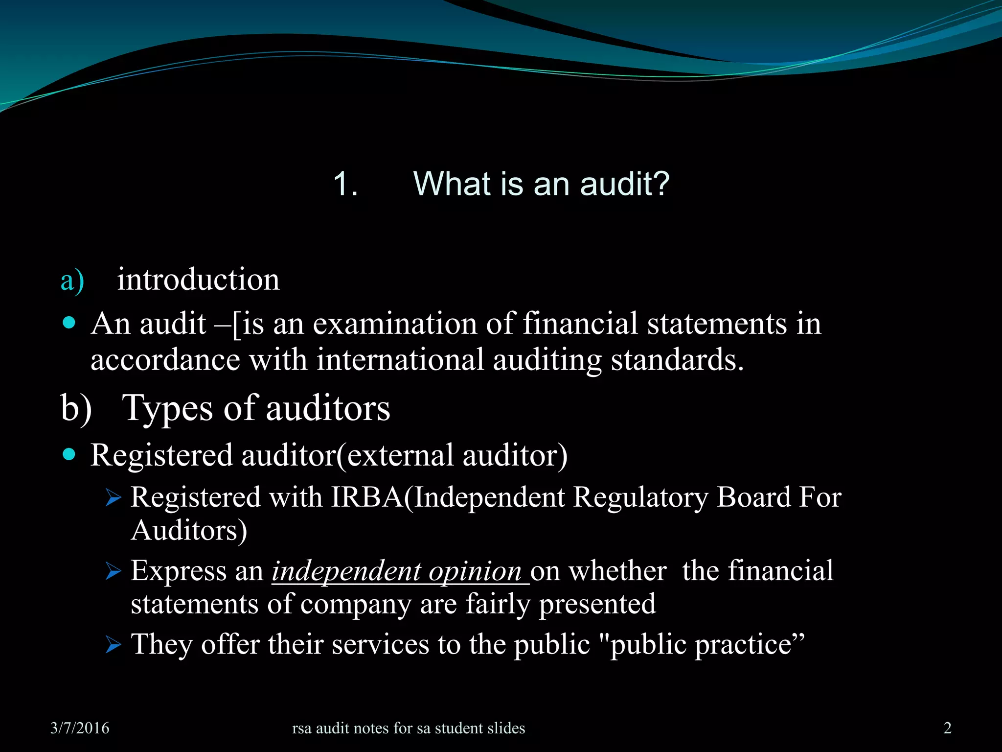Chapter 1.auditing notes for an auditing students rsa | PPTX