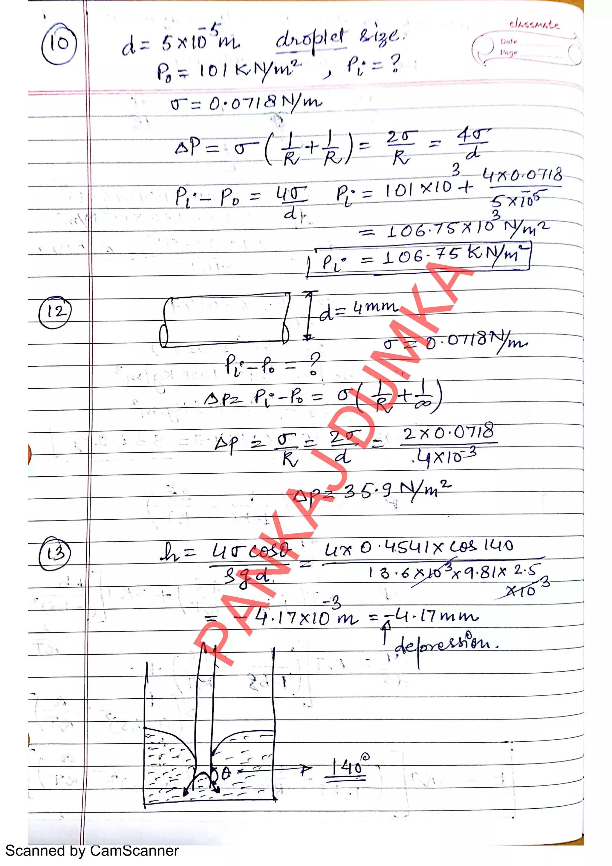 solution of introductoin to fluid mechanics and machines(Prof. Som and Prof. Biswas) Chapter 1 | PDF