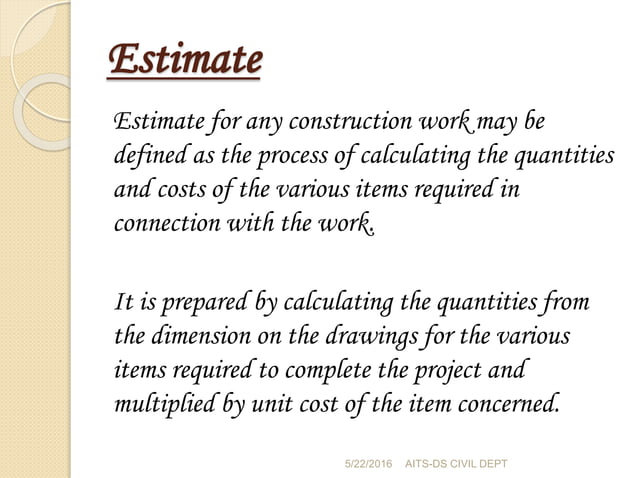 ESTIMATING AND COSTING | PPTX