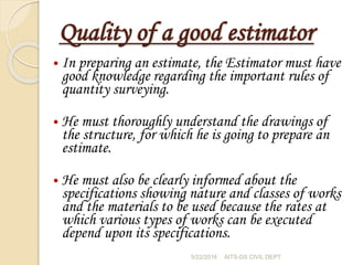 ESTIMATING AND COSTING | PPTX