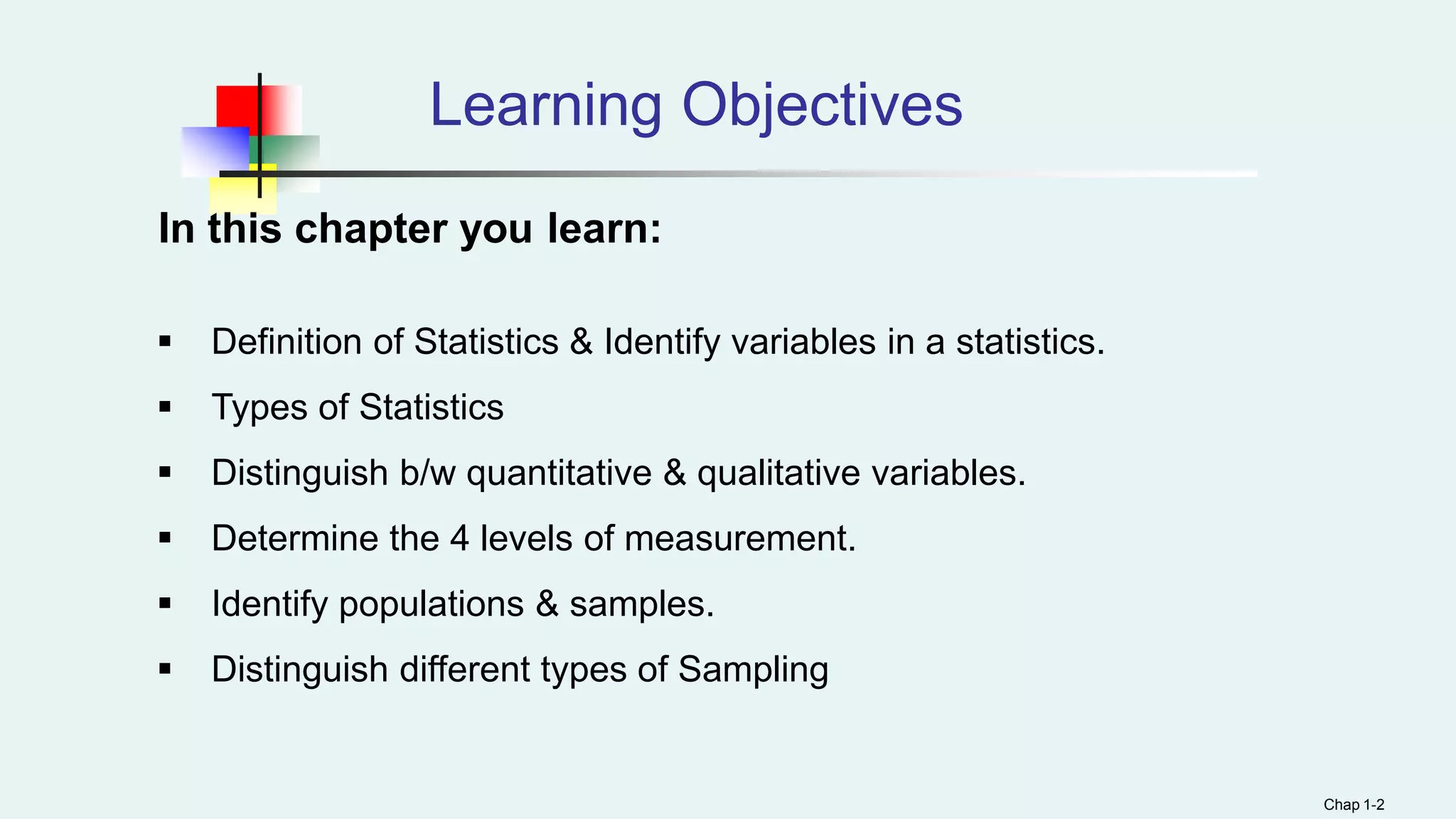 Statistics: Chapter One | PDF