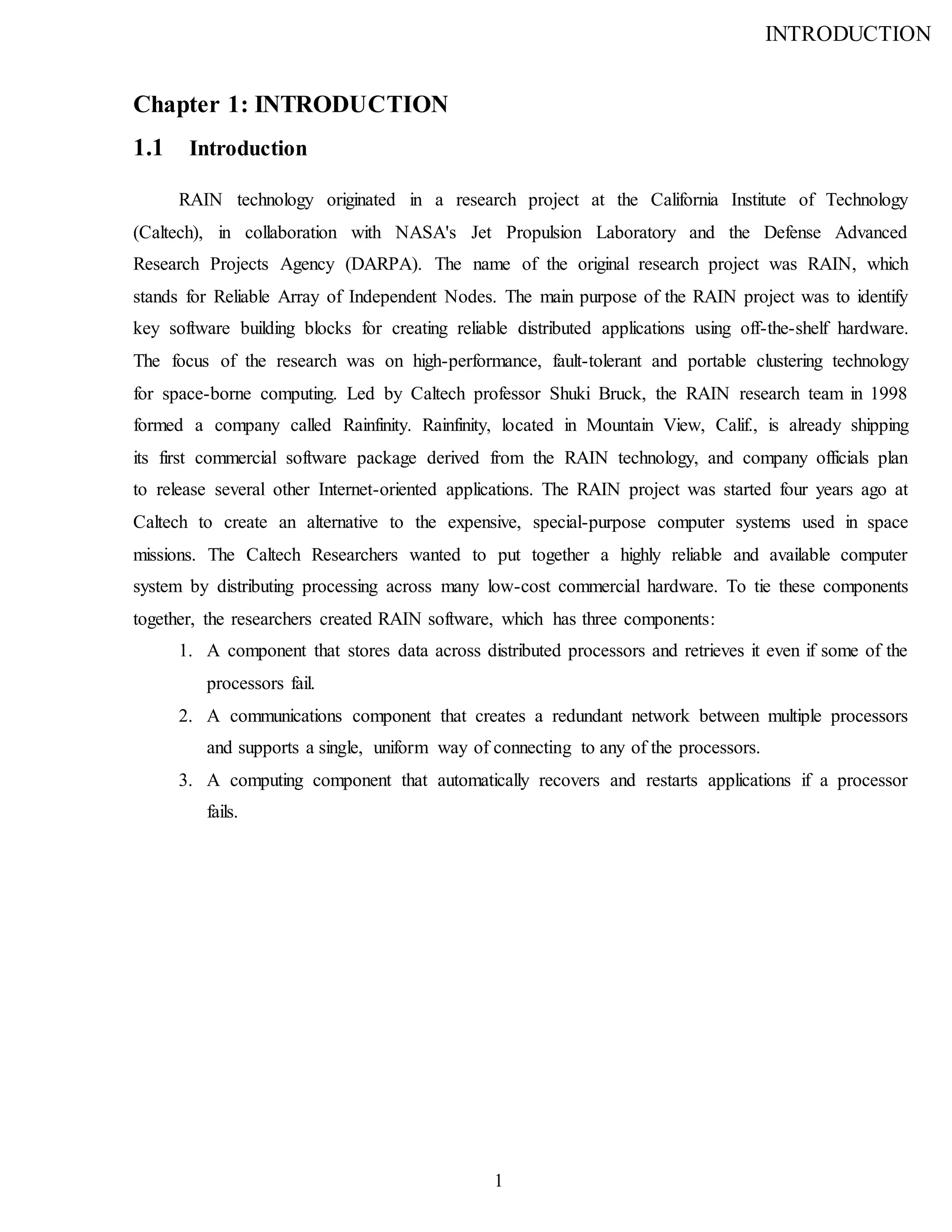 indroduction of rain technology | DOCX