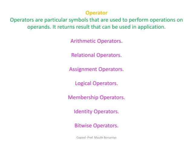 Chapter 1 Introduction To Python Maulik Borsaniya Pptx Programming Languages Computing