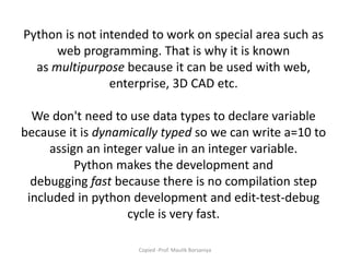 Chapter 1 - INTRODUCTION TO PYTHON -MAULIK BORSANIYA | PPTX
