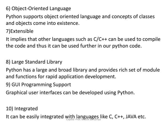 Chapter 1 Introduction To Python Maulik Borsaniya Pptx Programming Languages Computing
