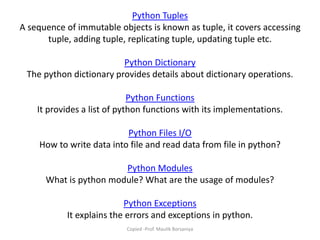 Chapter 1 - INTRODUCTION TO PYTHON -MAULIK BORSANIYA | PPT