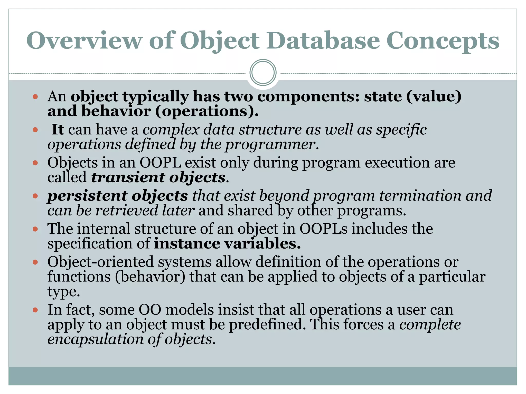Object Oriented Database Concepts Ppt 3082