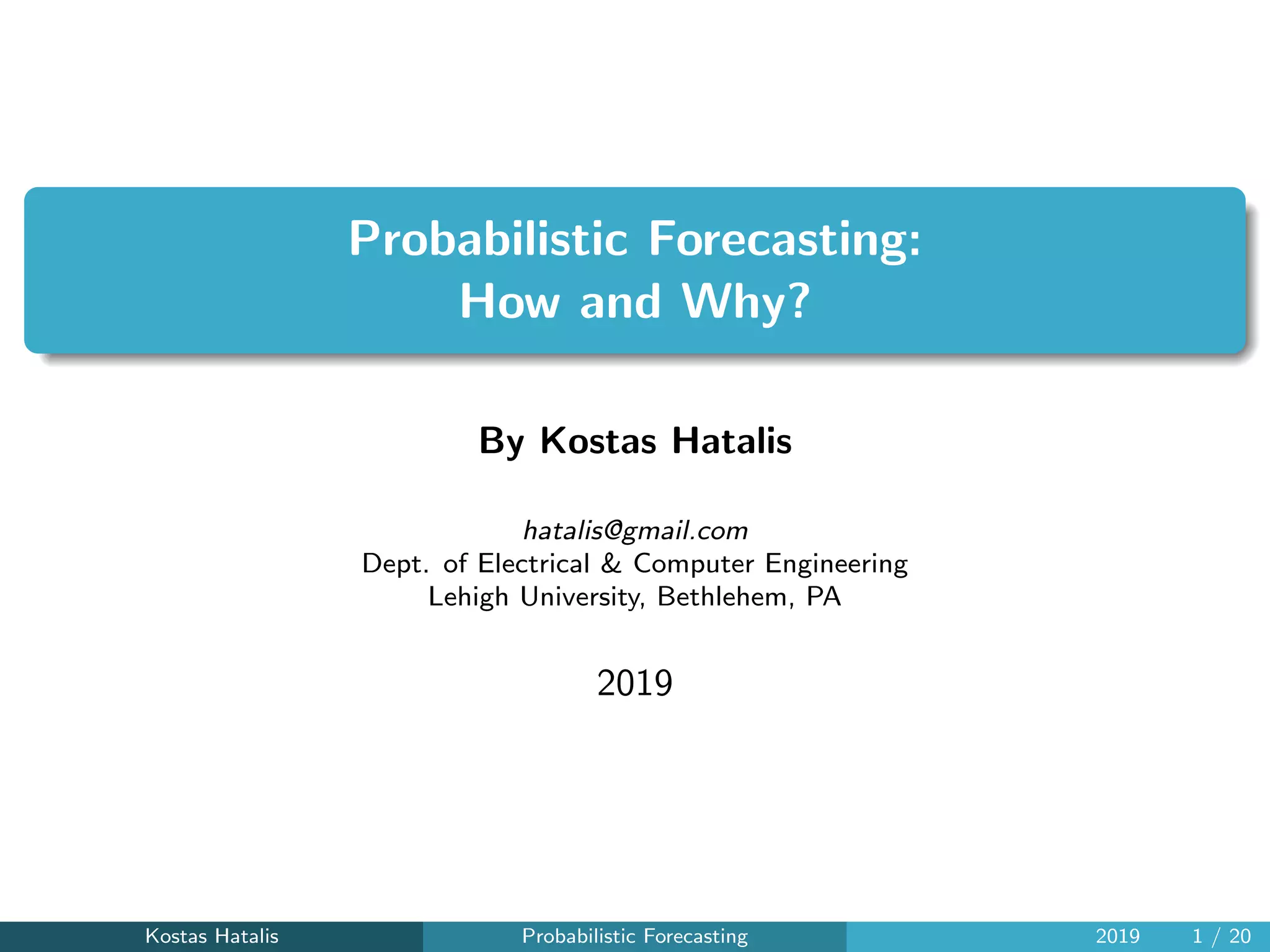 Probabilistic Forecasting: How and Why? | PDF