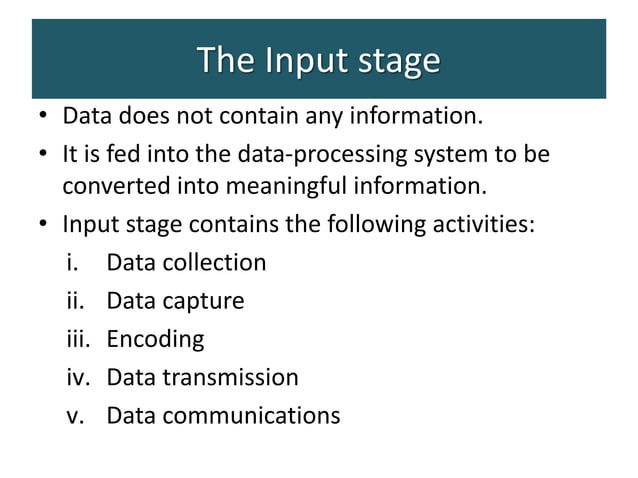 Data processing cycle , stages of data processing cycle. | PPTX