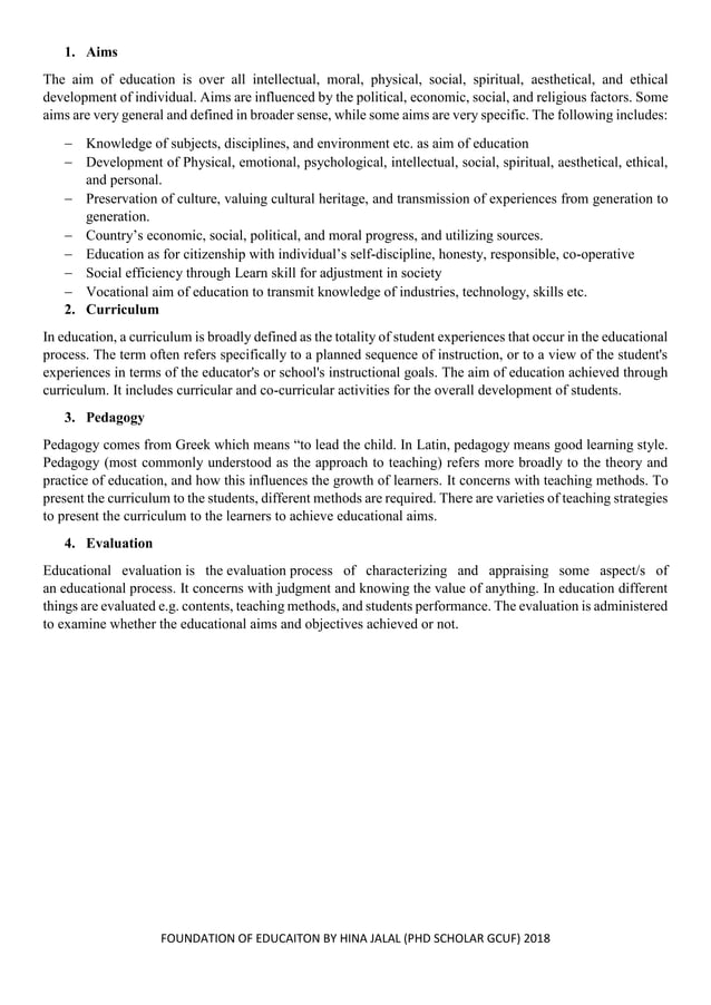 Concept, Meaning, Scope, and Importance of Education | PDF