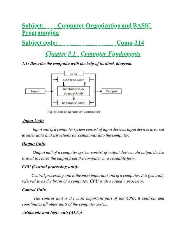 Computer Organization and BASIC Programming | PDF