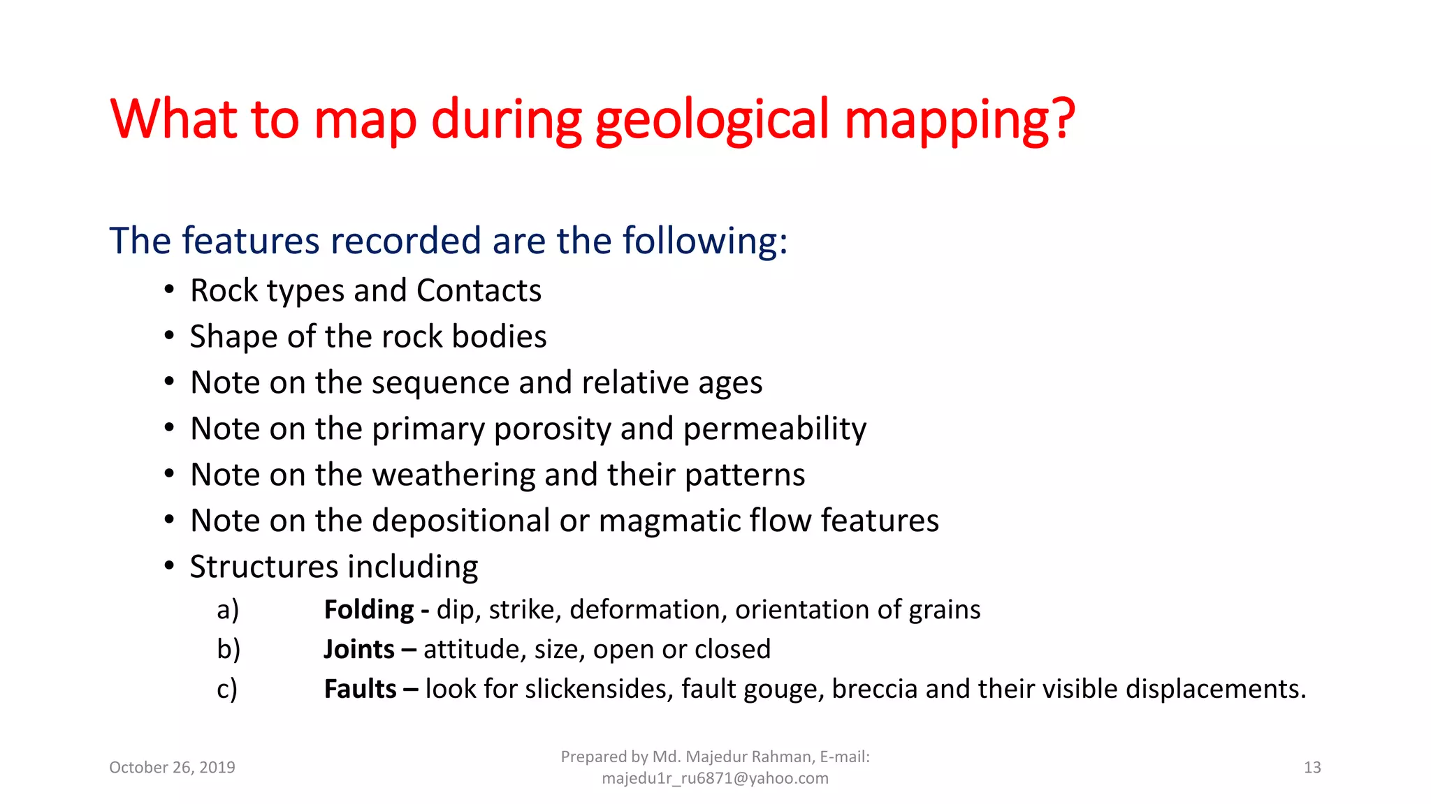 Understand the basic concept of Surface filed geology | PPT