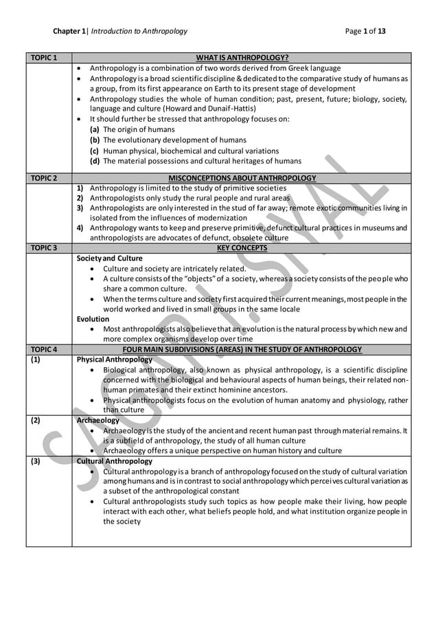 Chapter 1: Introduction to Anthropology | DOCX