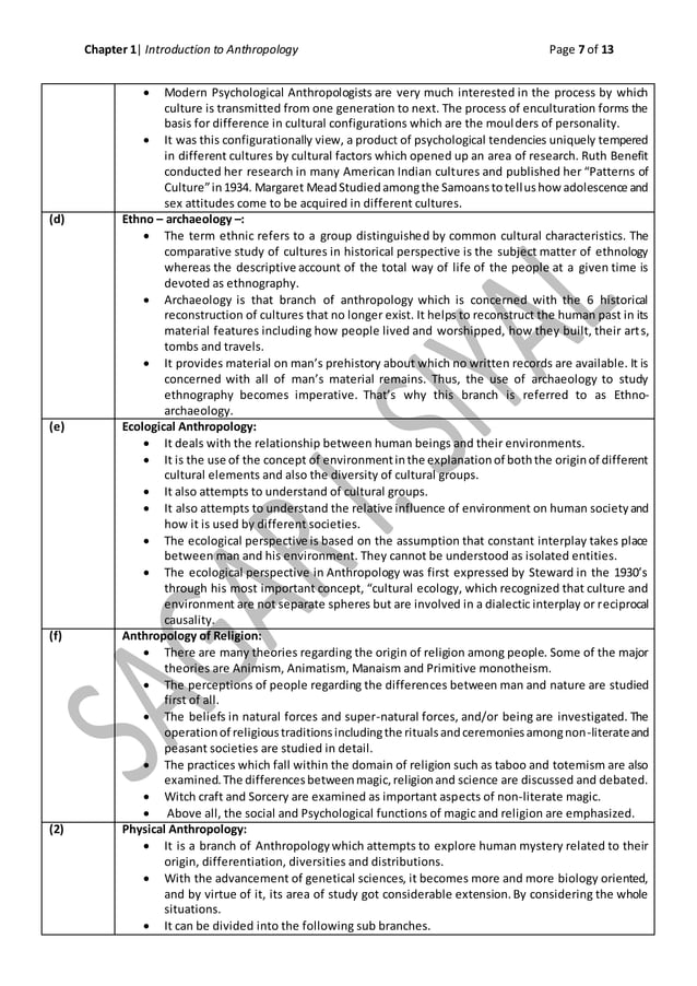 Chapter 1: Introduction to Anthropology | DOCX