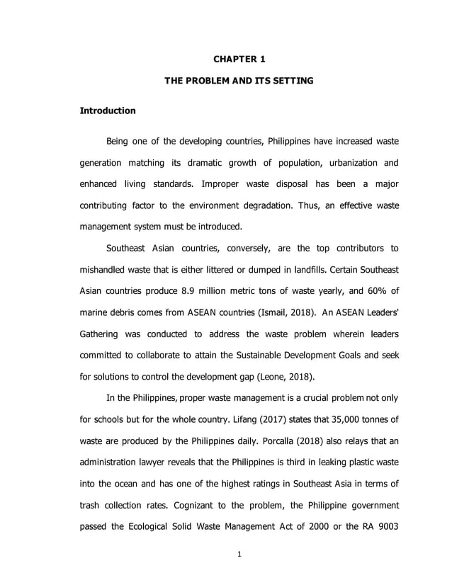 Chapter 1 (Research) | DOCX | Environmental Services Industry | Industries