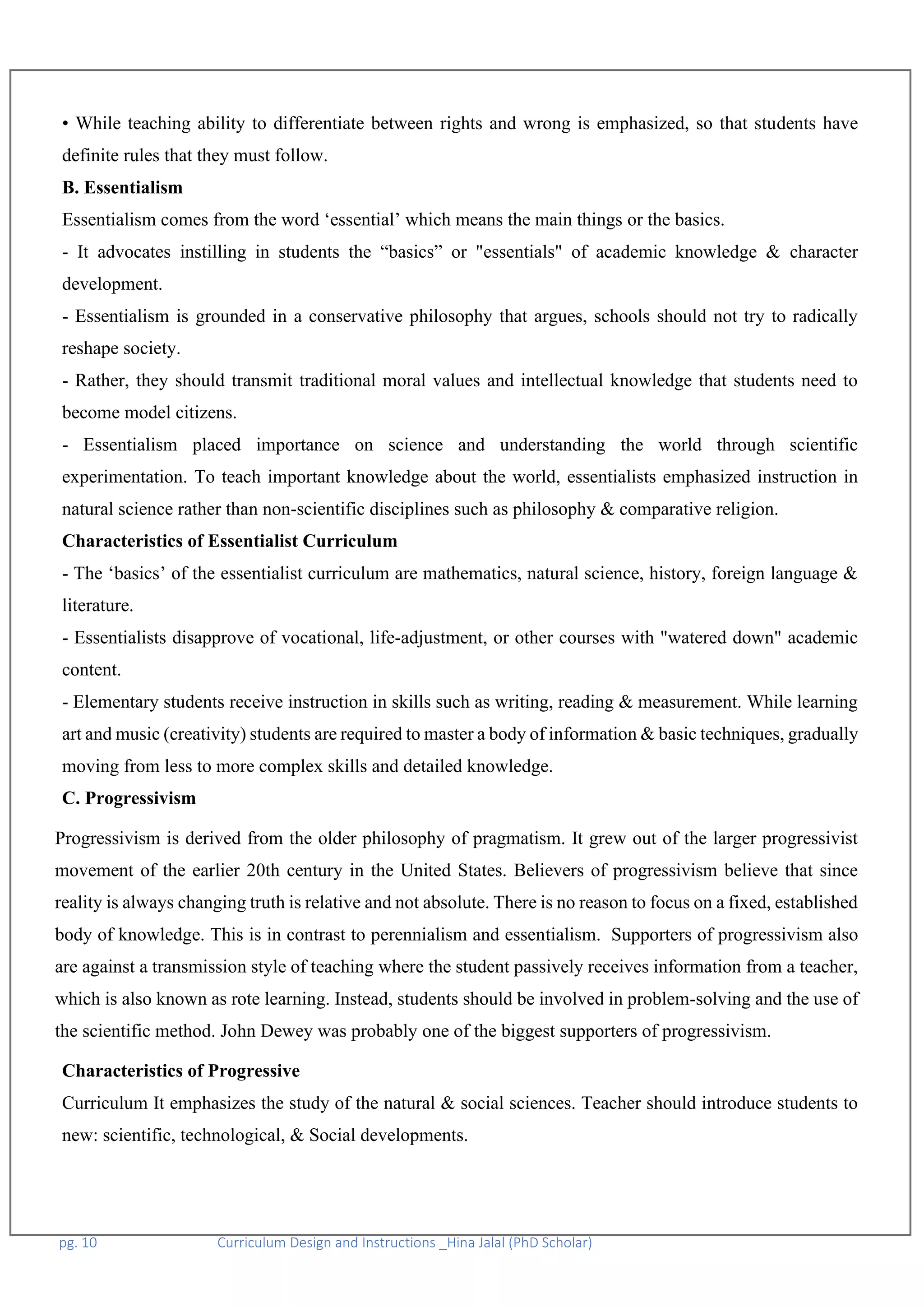 Chapter 1. Curriculum Design and Instructions | PDF