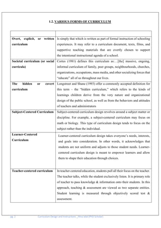 Chapter 1. Curriculum Design and Instructions | PDF