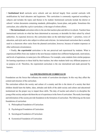 Chapter 1. Curriculum Design and Instructions | PDF
