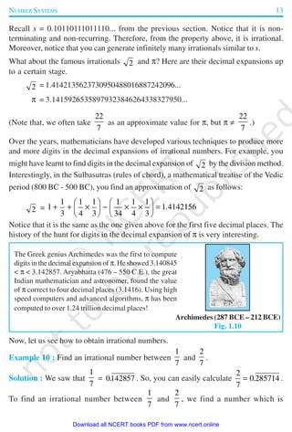 number system class 9 | PDF