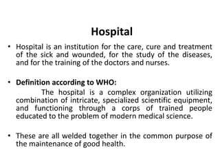 introduction to hospital and hospital pharmacy | PPTX