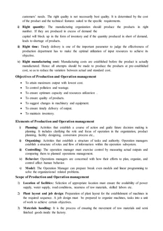 INTRODUCTION TO PRODUCTION AND OPERATIONS MANAGEMENT - Unit 1 (BBA ...