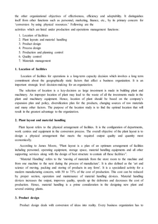 INTRODUCTION TO PRODUCTION AND OPERATIONS MANAGEMENT - Unit 1 (BBA ...