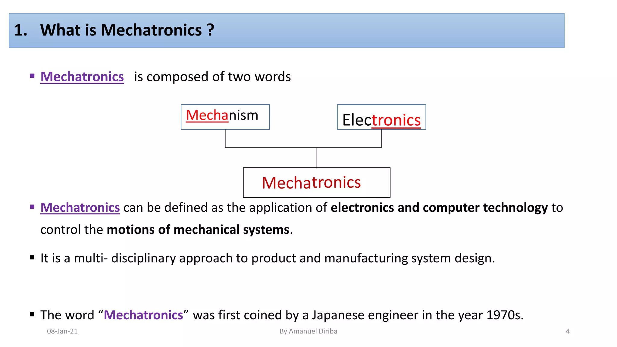 Lecture 1 Introduction to mechatronics | PDF
