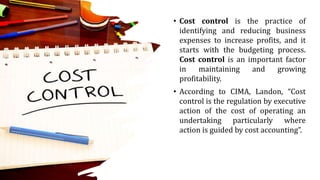 Chapter 1 - Cost controal and cost reduction` | PPTX