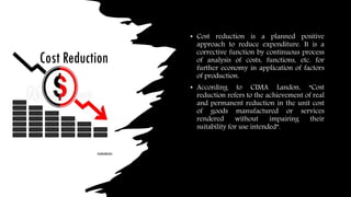 Chapter 1 - Cost controal and cost reduction` | PPTX