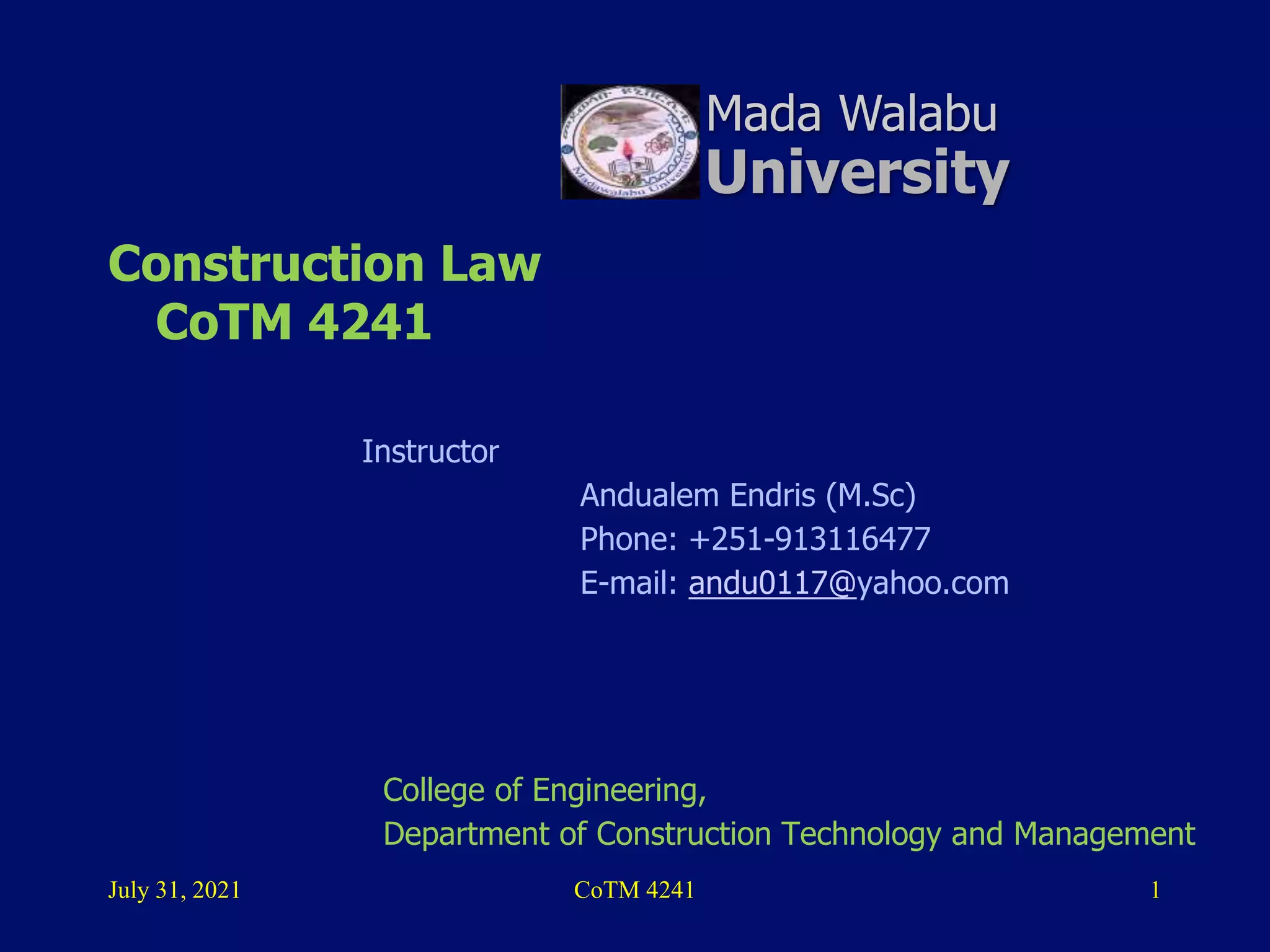 Chapter 1-Construction Law | PPT