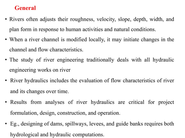 Chapter 1: Introduction to River Hydraulics | PPTX