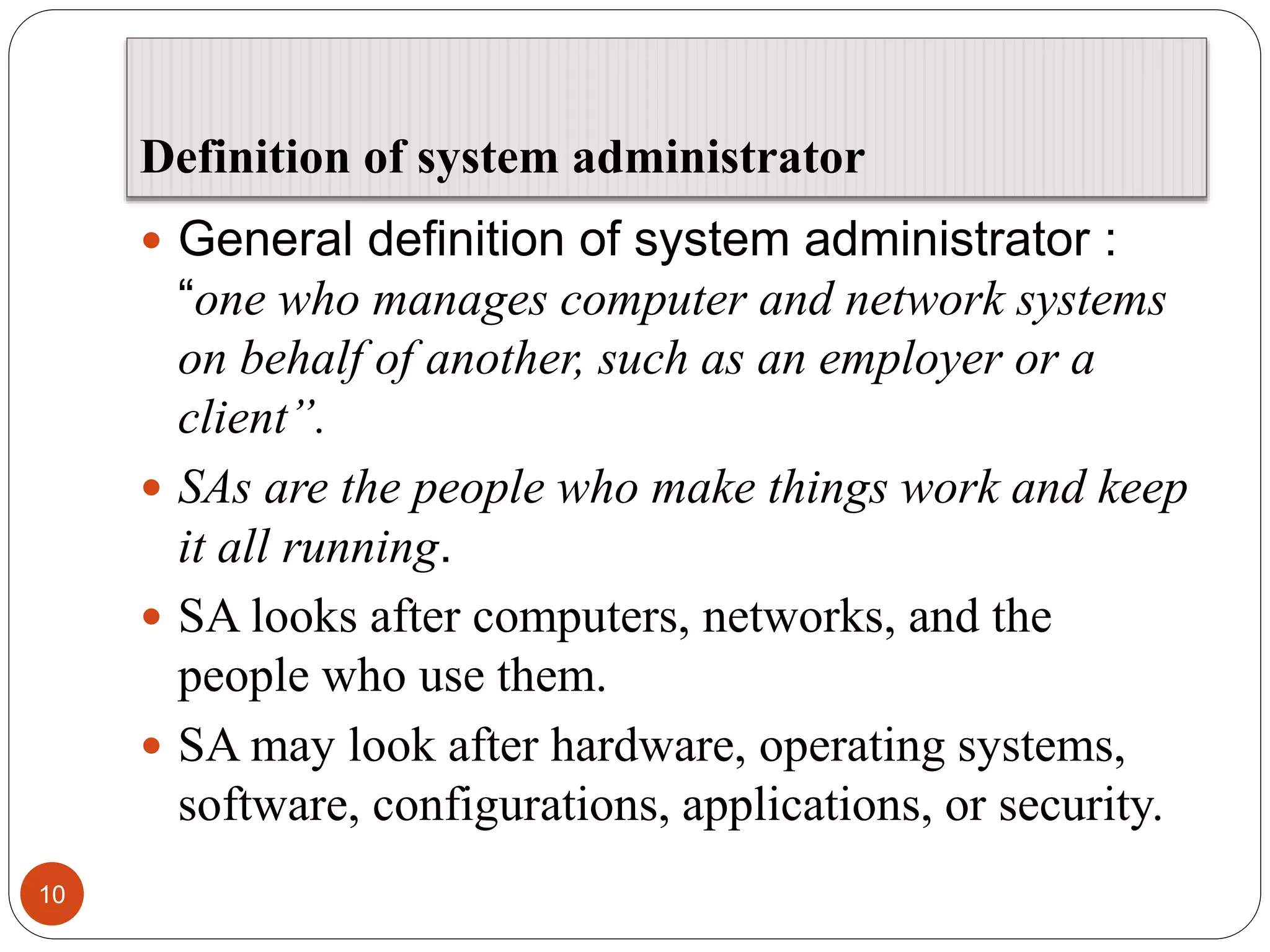 Introduction to Network and System Administration | PPTX
