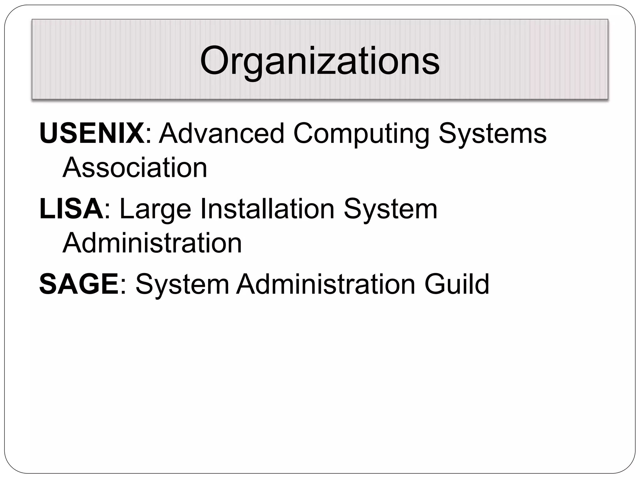 Introduction to Network and System Administration | PPTX