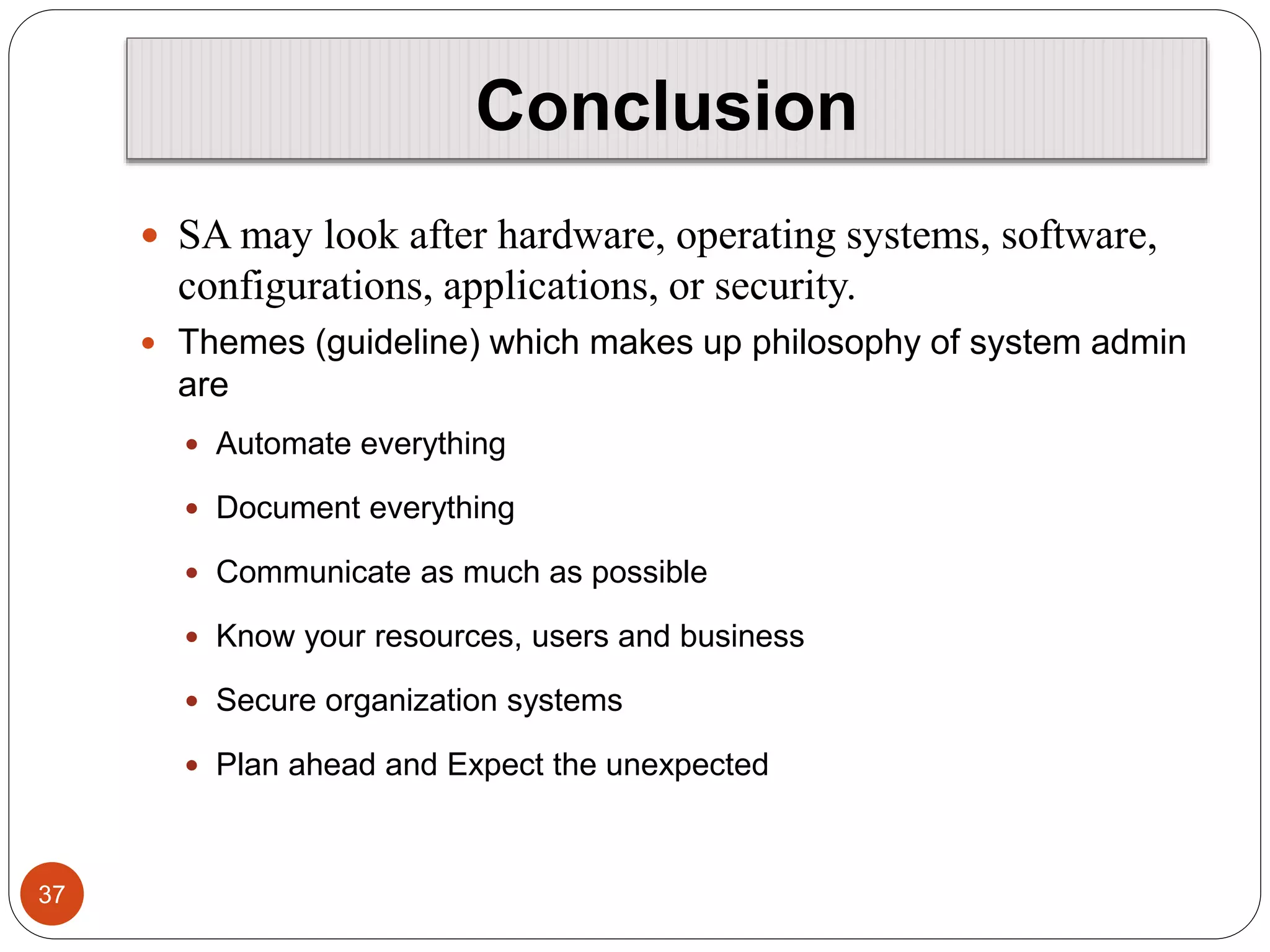 Introduction to Network and System Administration | PPTX