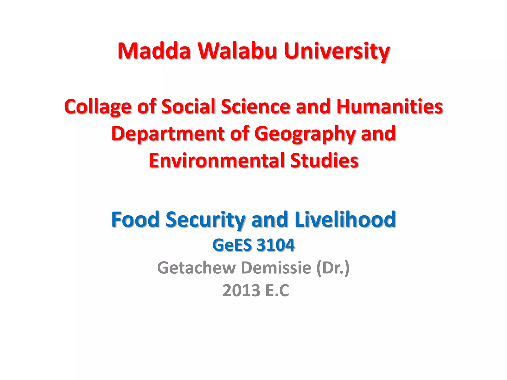 Livelihoods and Food Security | PPTX