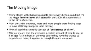 FILMS COMMUNICATION - HISTORY Still Pictures to Moving Images | PPT