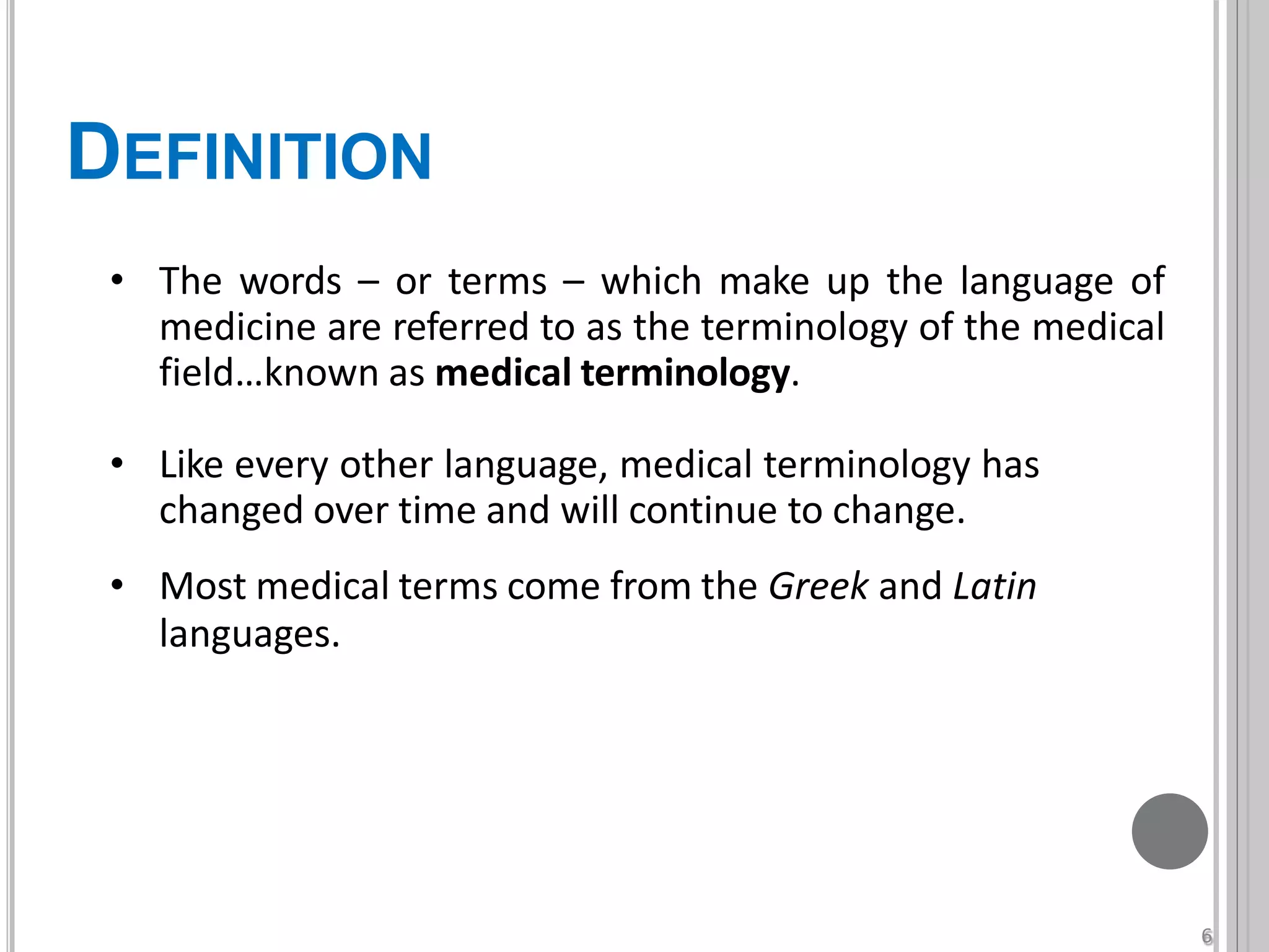 introduction to medical terminology pptx | PPTX