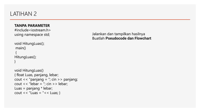 Penggunaan prosedur dan fungsi pada pemrograman c++ | PDF