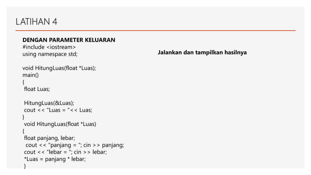 Penggunaan prosedur dan fungsi pada pemrograman c++ | PDF