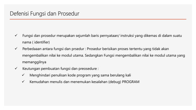 Penggunaan prosedur dan fungsi pada pemrograman c++ | PDF