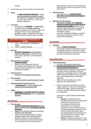 CHAPTER 1 - PSYCHOLOGICAL ASSESSMENT COHEN BOOK | DOCX