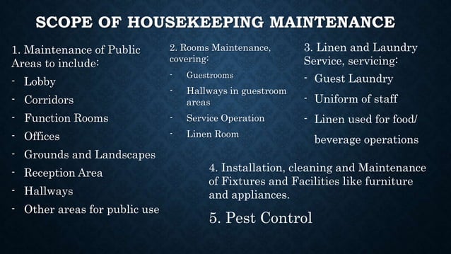CHAPTER 1 - Housekeeping Operations.pptx | Hotels and Motels | Travel Type