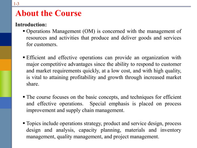 Operational ManagementBookhapter 1. Introduction to OM (1).pptx | Logistics | Business