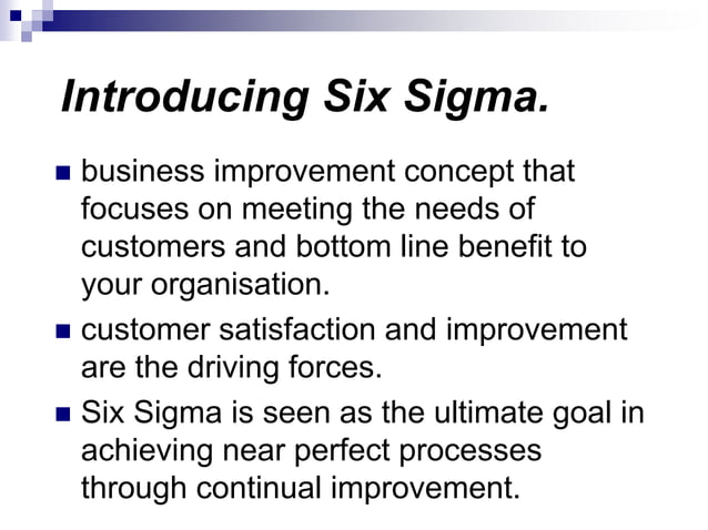 Introduction to Six Sigma , Chapter 1 to | PPT | Business Operations ...