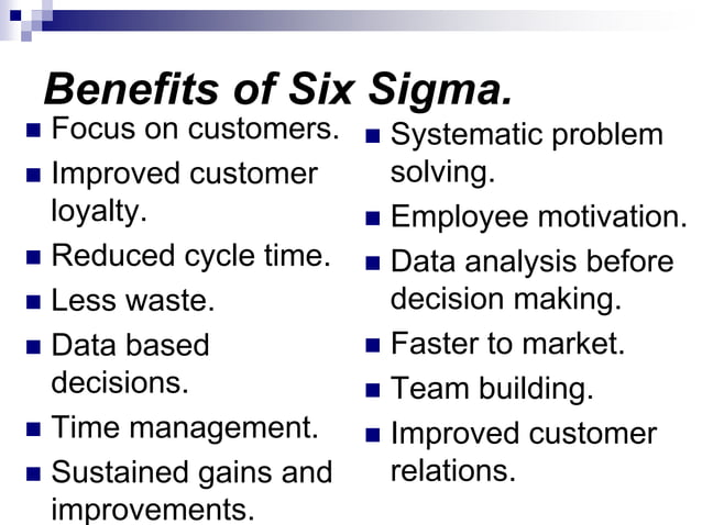 Introduction to Six Sigma , Chapter 1 to | PPT | Business Operations ...