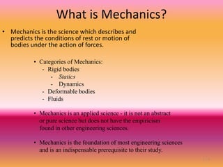 chapter 1.ppt introduction to static and dynamic | PPT | Physics | Science