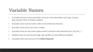 basic python part 1_powerpoint slideshare | PPTX