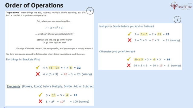 Chapter 1.pdf Basic Mathemathics and Order of operations | PPT