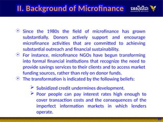 Introduction to microfinance is the reason why NGOs transform to ...