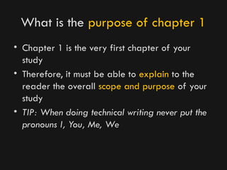 ARCHITECTURAL RESEARCH CHAPTER ONE FORMAT | PPTX